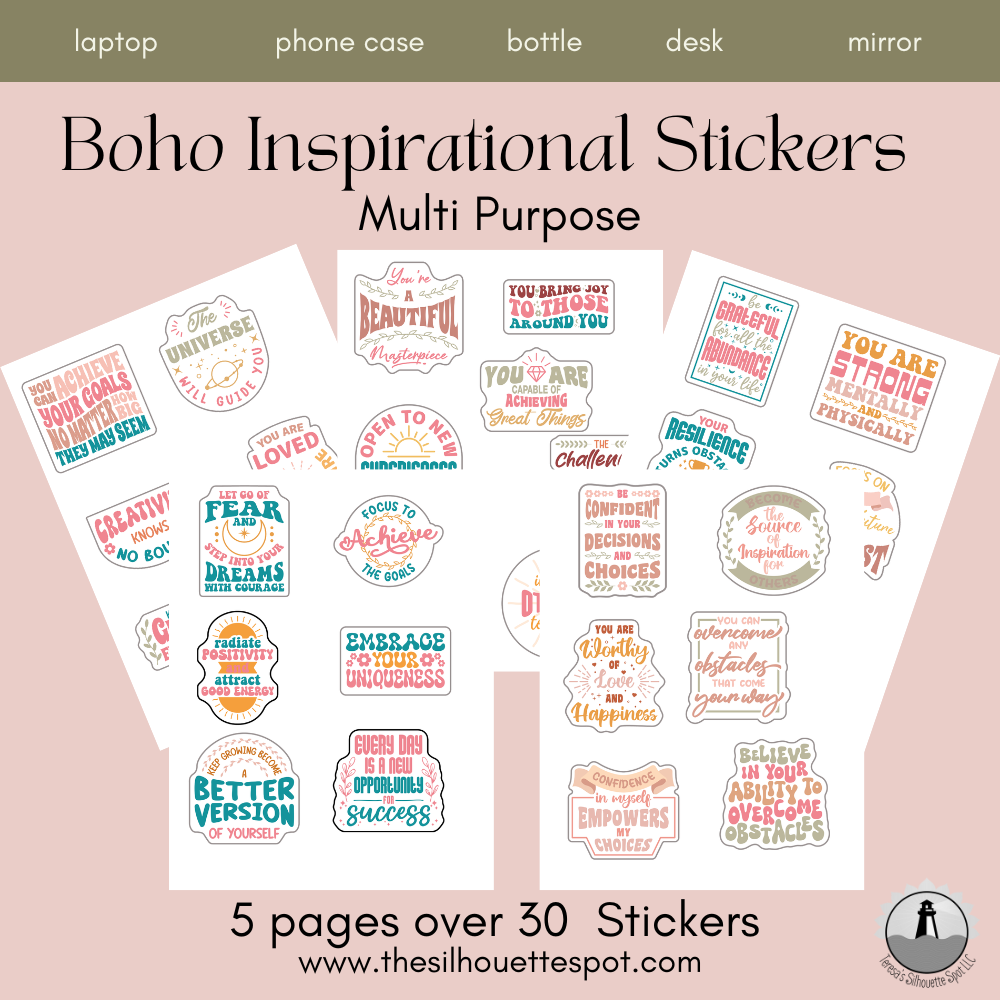 Boho Inspirational Stickers Digital Download – Teresa's Spot for All ...