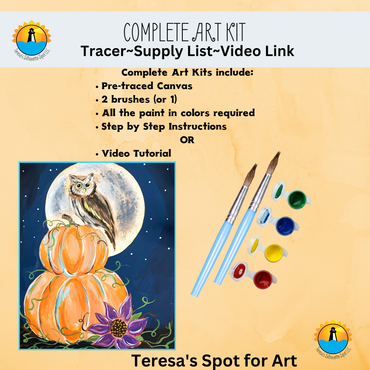 Owl Harvest Complete Fall Art Kit For at Home Art Party – Teresa's Spot ...