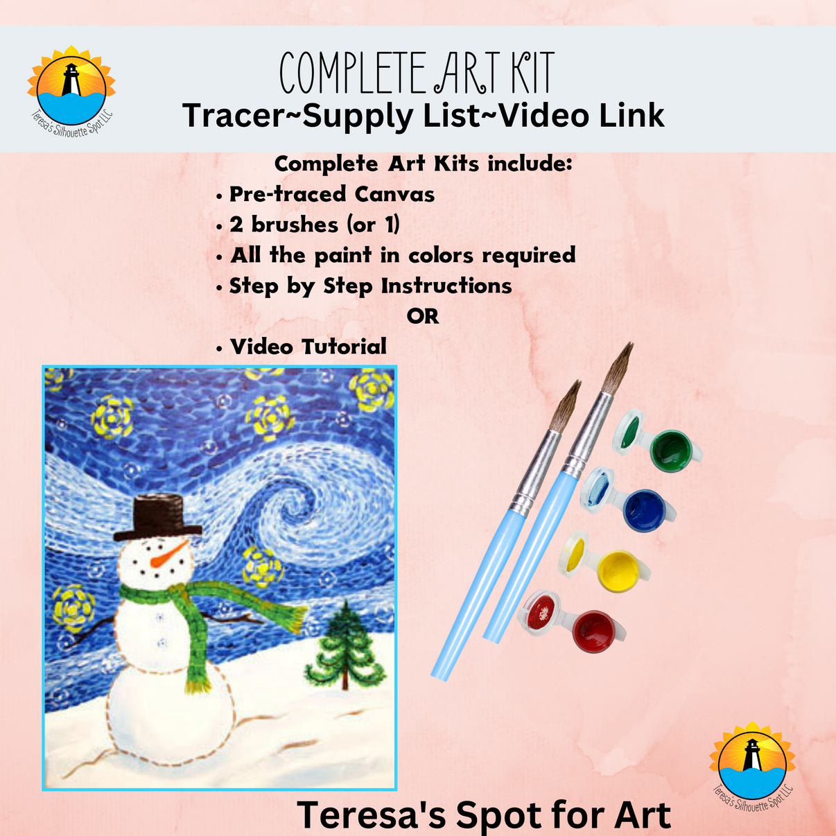 Starry Night Snowman Complete at Home Paint Party Kit – Teresa's Spot ...