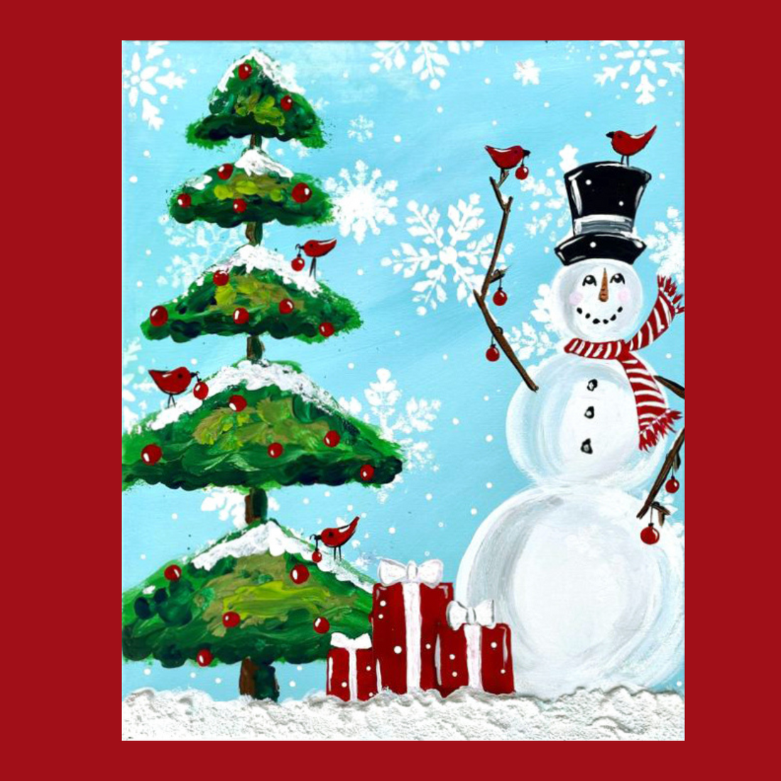 At home Paint and Sip : Canvas Art Snowman Complete Paint Party Kits ...