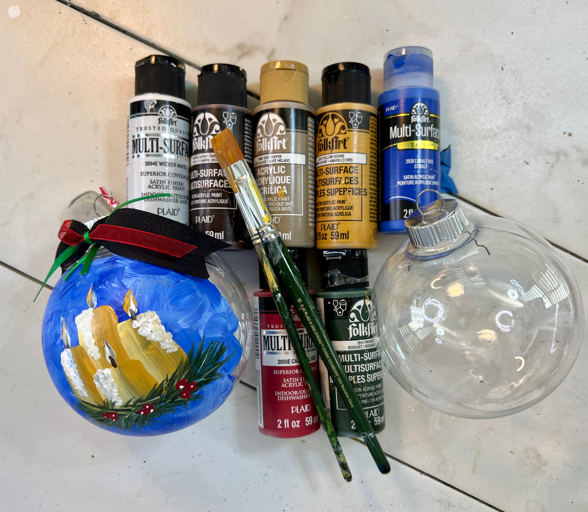 Learn to Paint Ornament Step by Step Guide-Candle Christmas Ornament ...