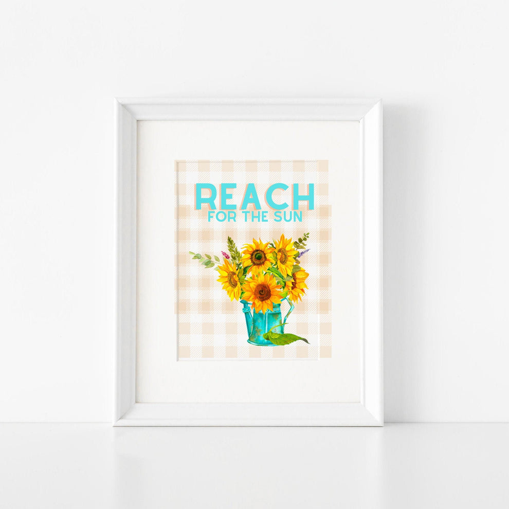 Printable Sunflower Buffalo Check Inspirational Digital Wall Art ...